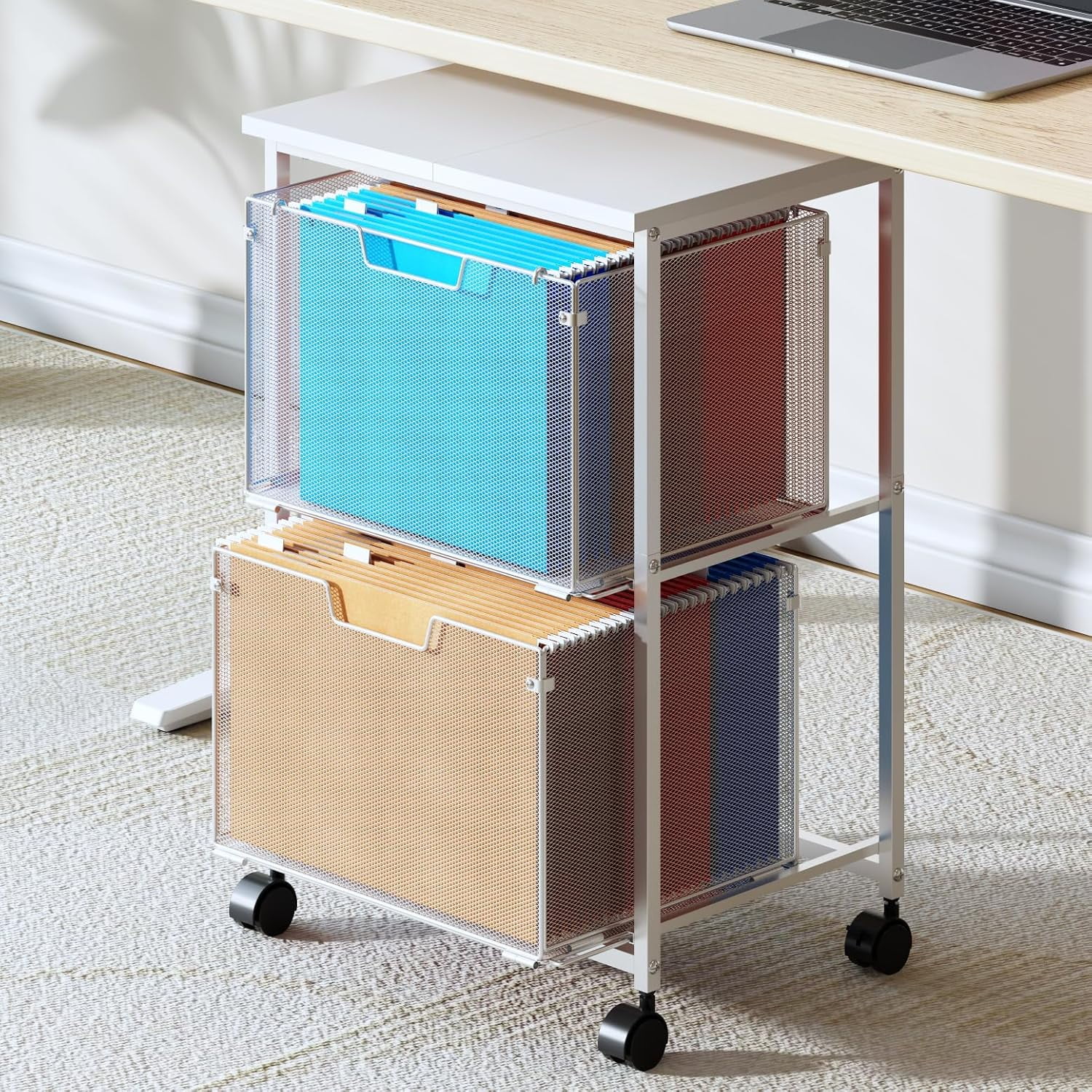 Letter/Legal Rolling File Cabinet Cart,2 Drawers Filing Cabinet for ...