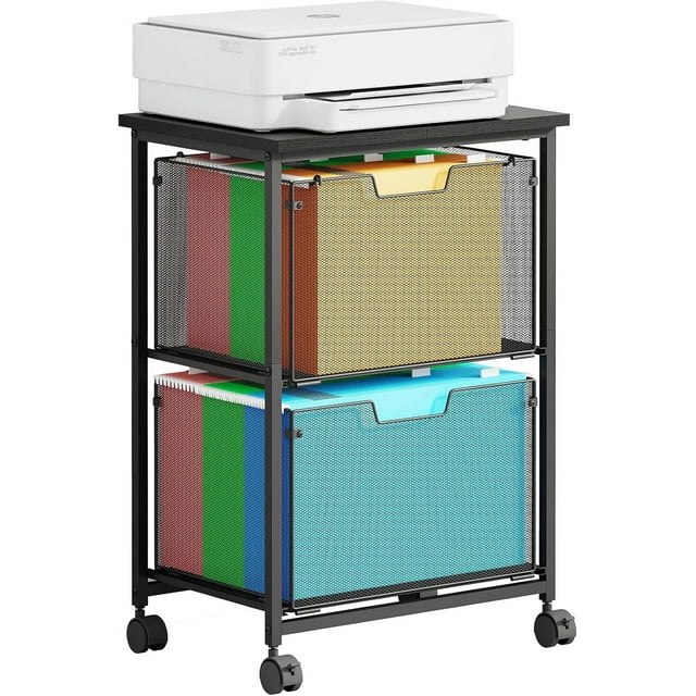 Letter/Legal Rolling File Cabinet Cart, 2 Drawers Filing Cabinet for ...
