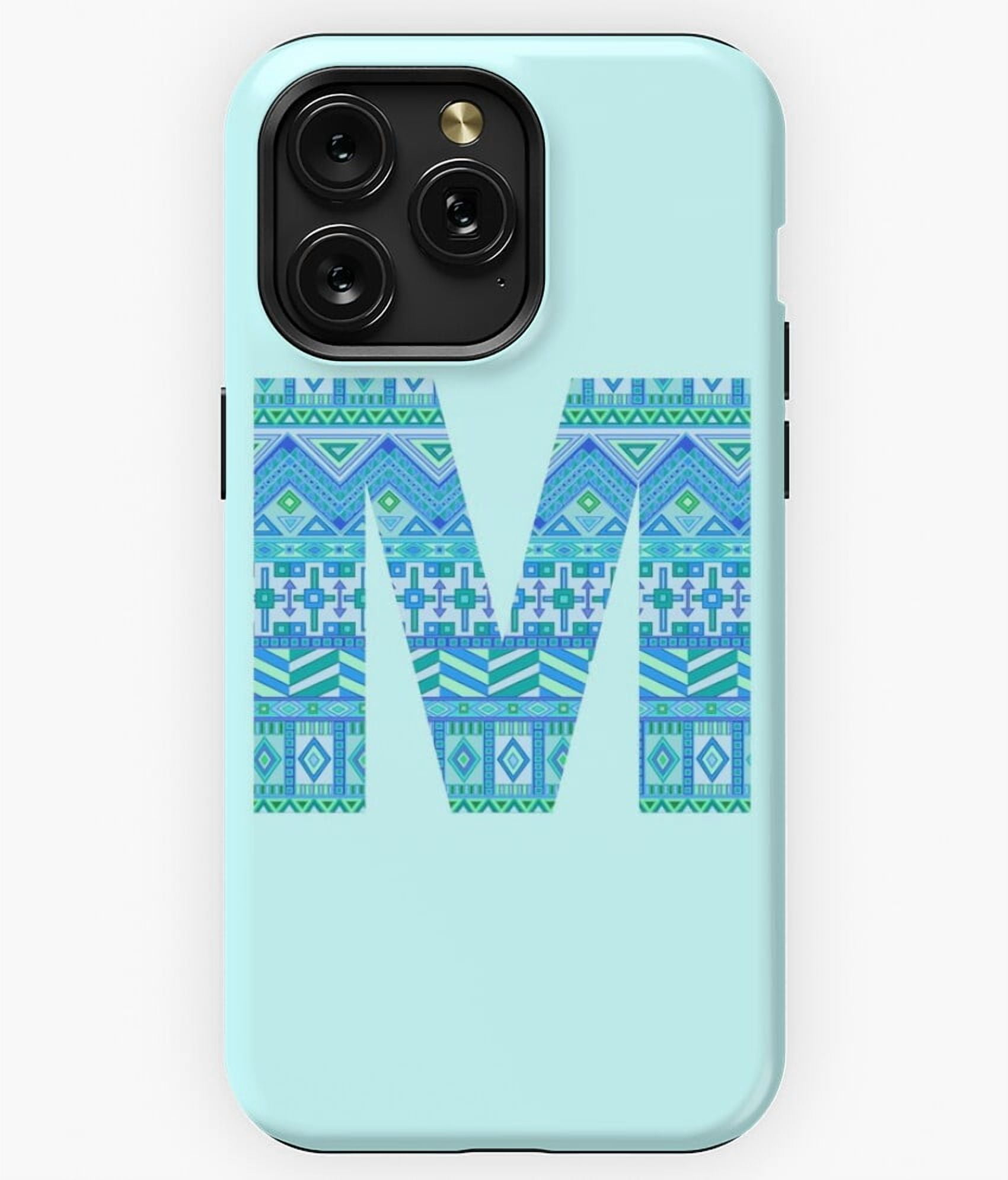 Letter M Blue Aztec Stripes Pattern Boho Monogram A4120 Phone Case for ...