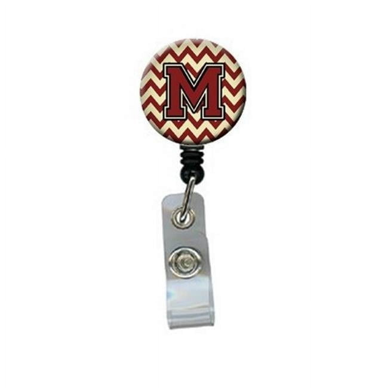 Letter M Chevron Maroon & Gold Retractable Badge Reel - Maroon & Gold ...