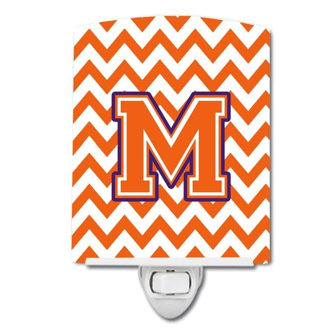 Letter M Chevron Orange & Regalia Ceramic Night Light - Walmart.com