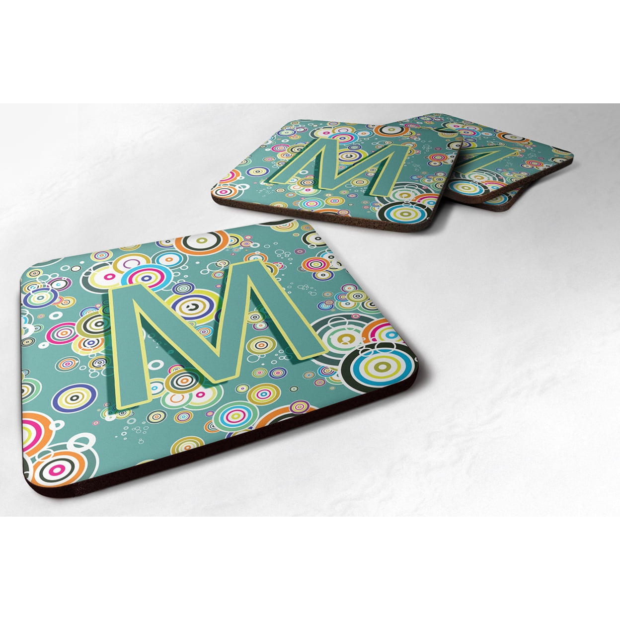 Letter M Circle Circle Teal Initial Alphabet Foam Coaster Set of 4 ...