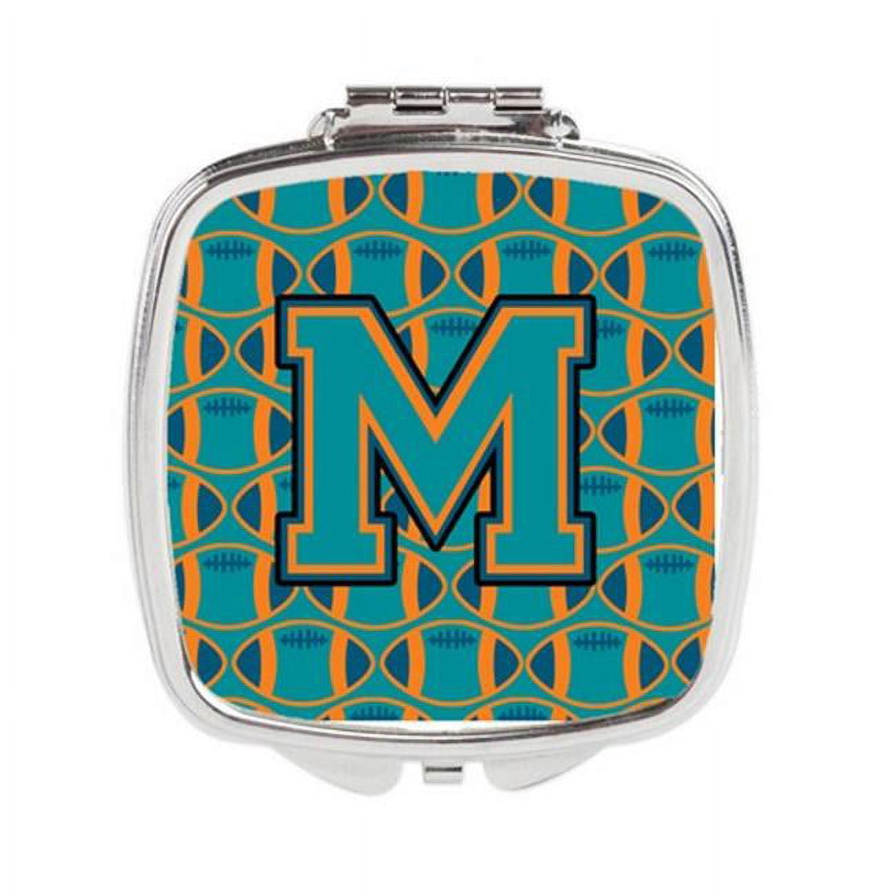 Letter M Football Aqua - Orange & Marine Blue Compact Mirror - Walmart.com
