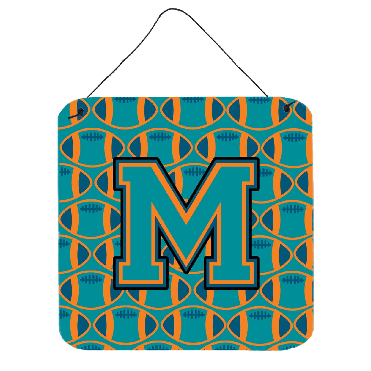 Letter M Football Aqua Orange and Marine Blue Wall or Door Hanging ...