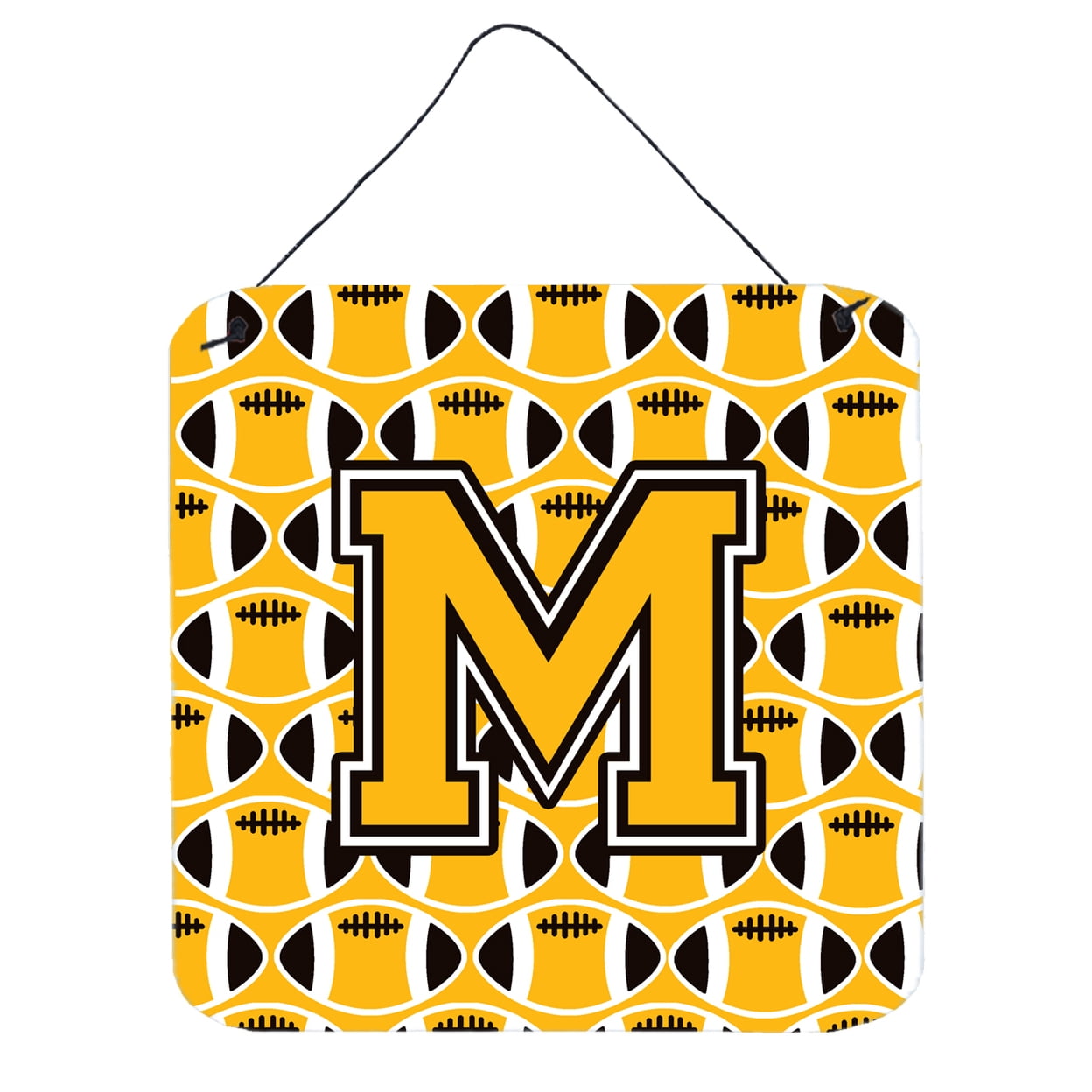 Letter M Football Black Old Gold and White Wall or Door Hanging Prints ...