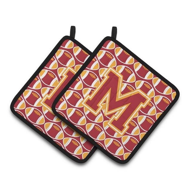 Letter M Football Cardinal & Gold Pair of Pot Holders - Walmart.com