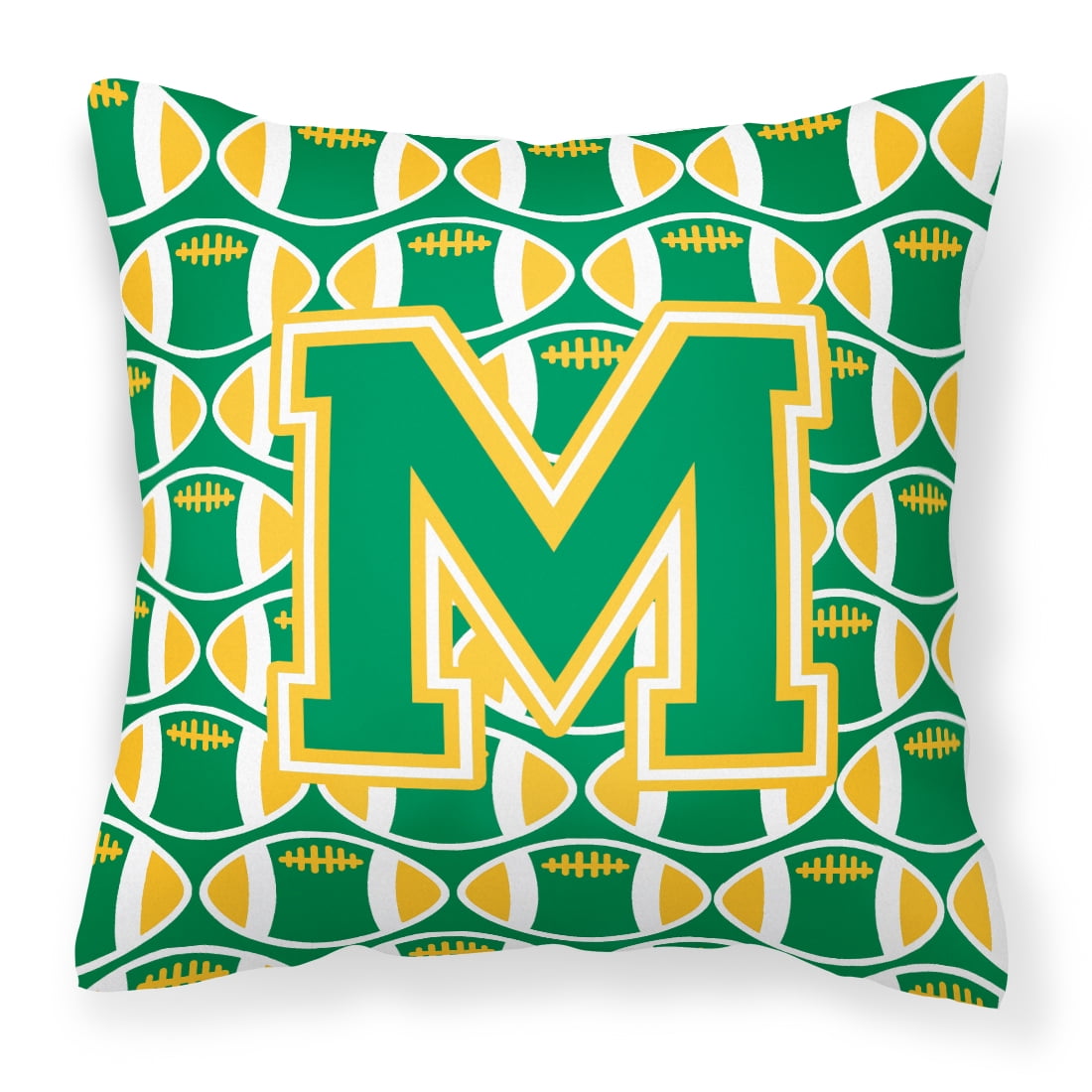 Letter M Football Green and Gold Fabric Decorative Pillow - Walmart.com