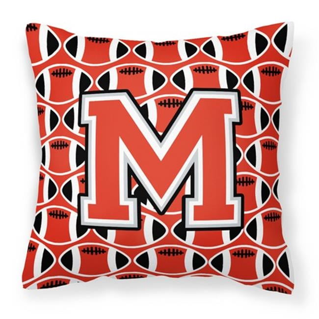 Letter M Football Scarlet & Grey Fabric Decorative Pillow - Scarlet ...