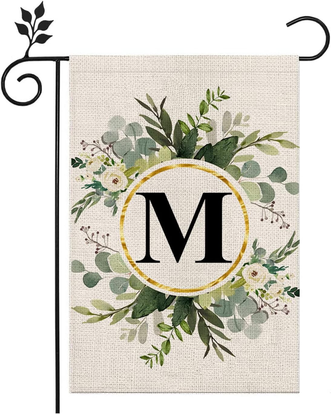 Letter M Garden Flag, 12x18 Inch Floral Garden Flag Garden Letter Flags ...
