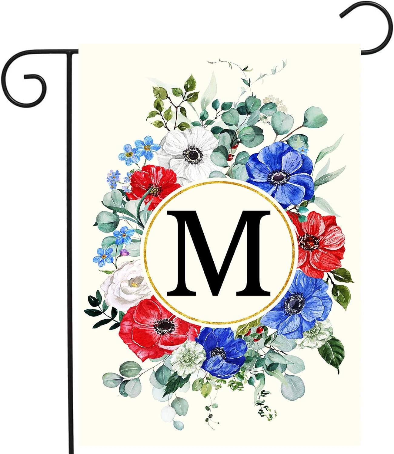 Letter M Garden Flag Monogram Initial Garden Flags for Outside 4th of ...