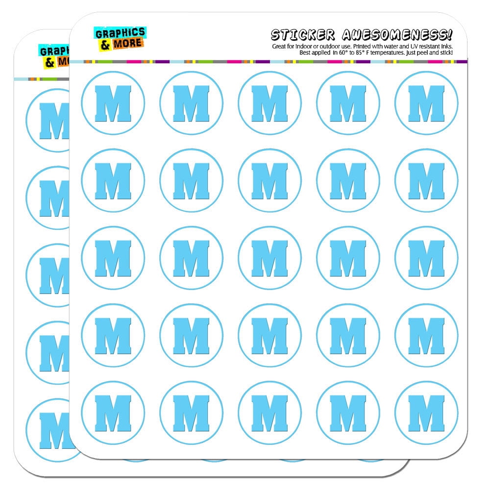Letter M Initial Baby Boy Block Font Blue Shower 1" Scrapbooking ...