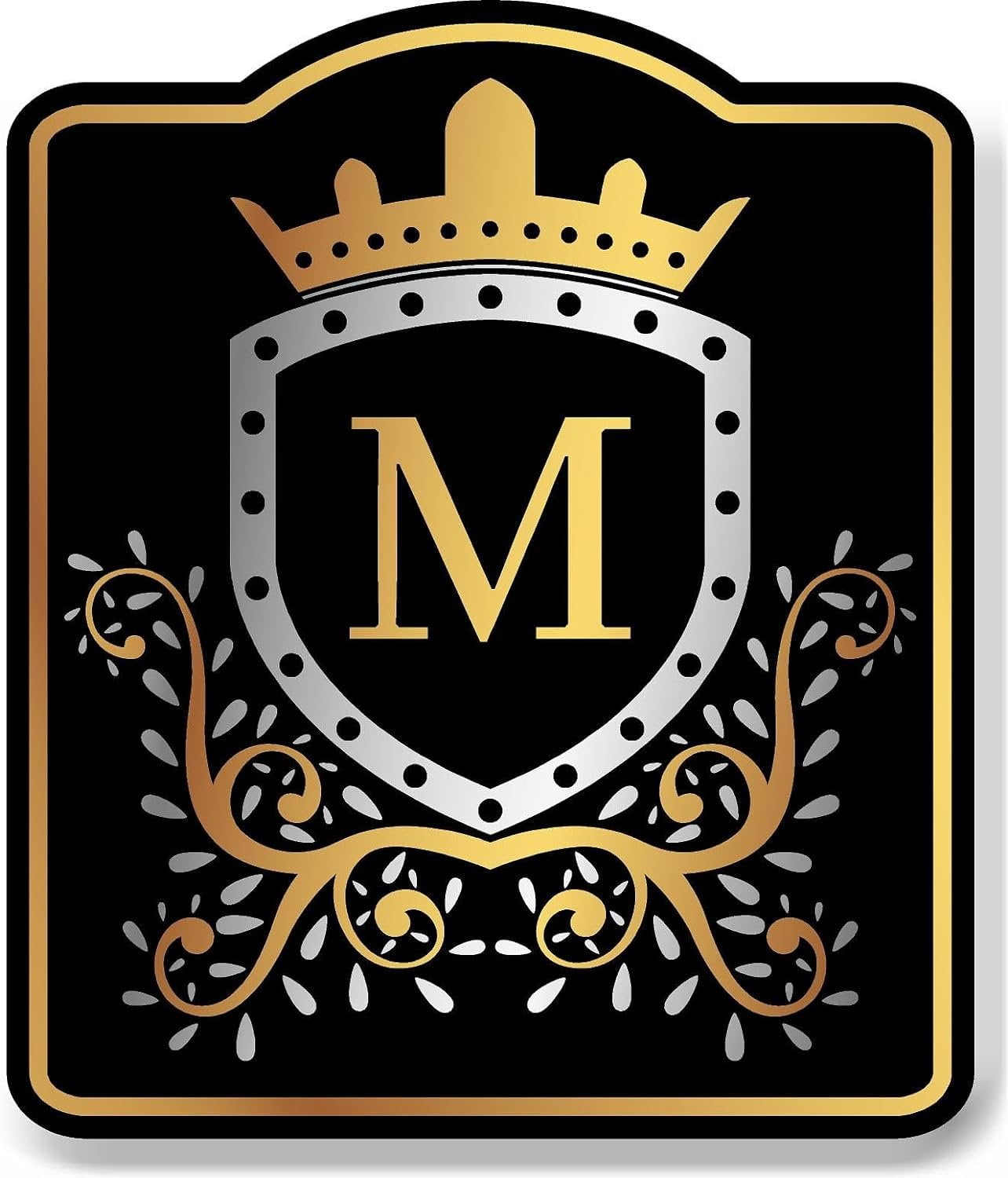 Letter M Initial Fancy Gold Crown BLACK Aluminum Composite Sign 20''x24 ...