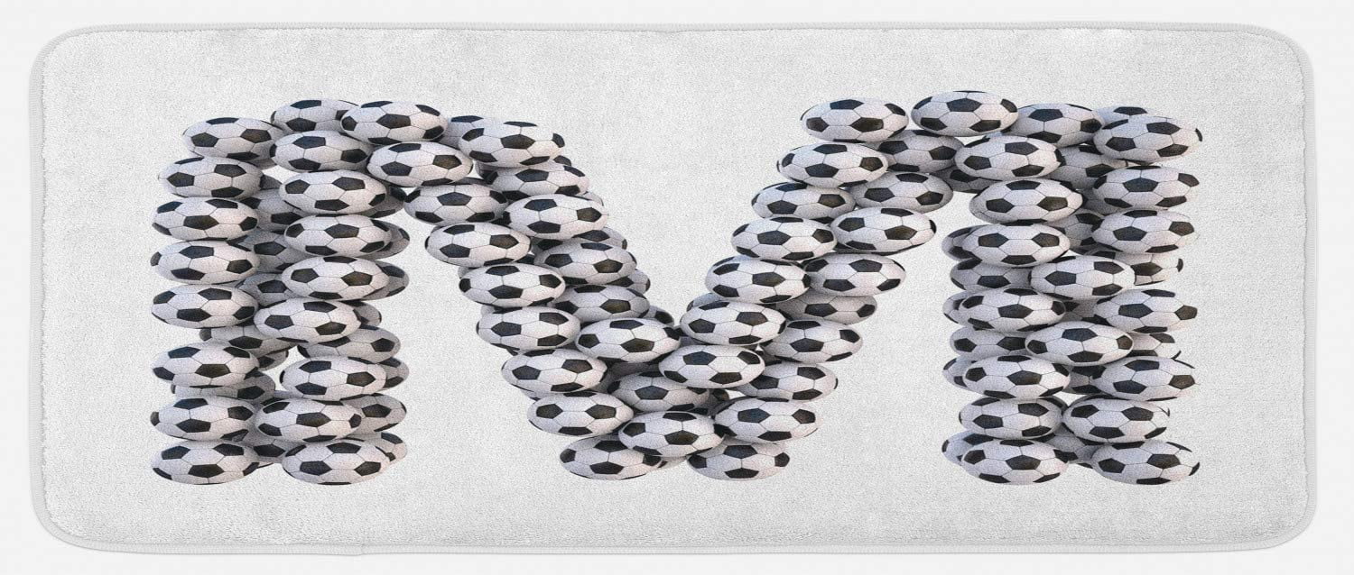 Letter M Kitchen Mat, Diagonal and Vertical Stack of Soccer Balls ...