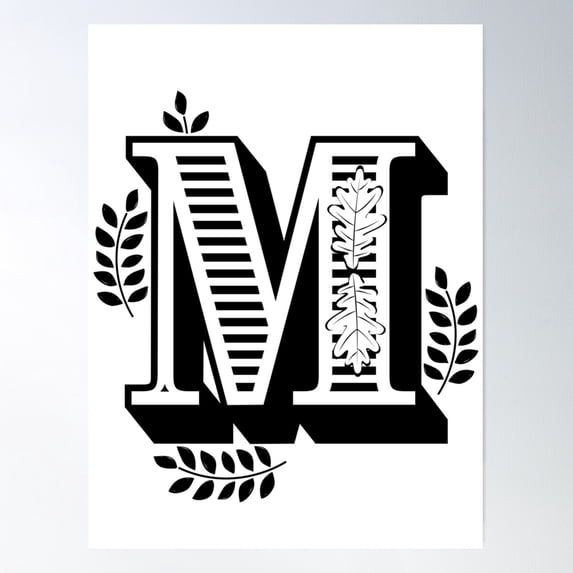 Letter M | Lettering | Letters | Alphabet Poster Wall Art, Modern Wall ...