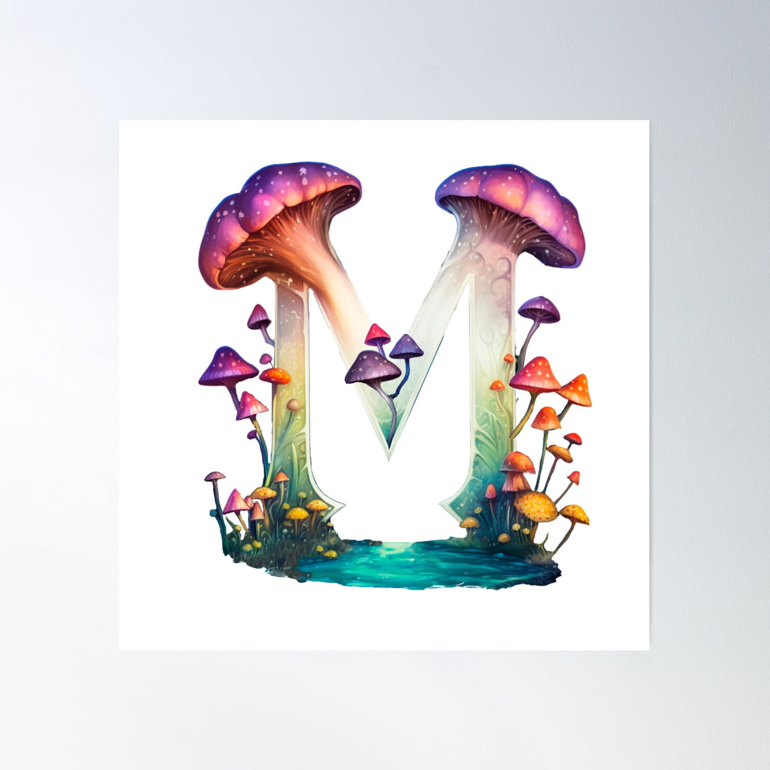 Letter M Orange Mushrooms Alphabet Personal Name Goblin Fairytale Aesthetic Goblincore Fairycore ...
