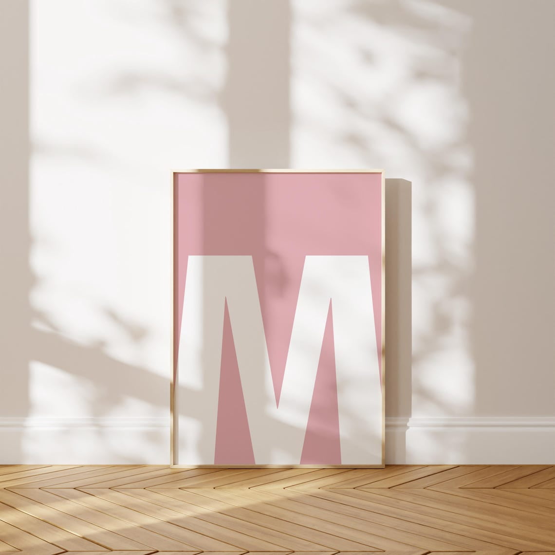 Letter M Print Pink Bold Capital Initial Nursery,,Dorm Room Wall Art ...