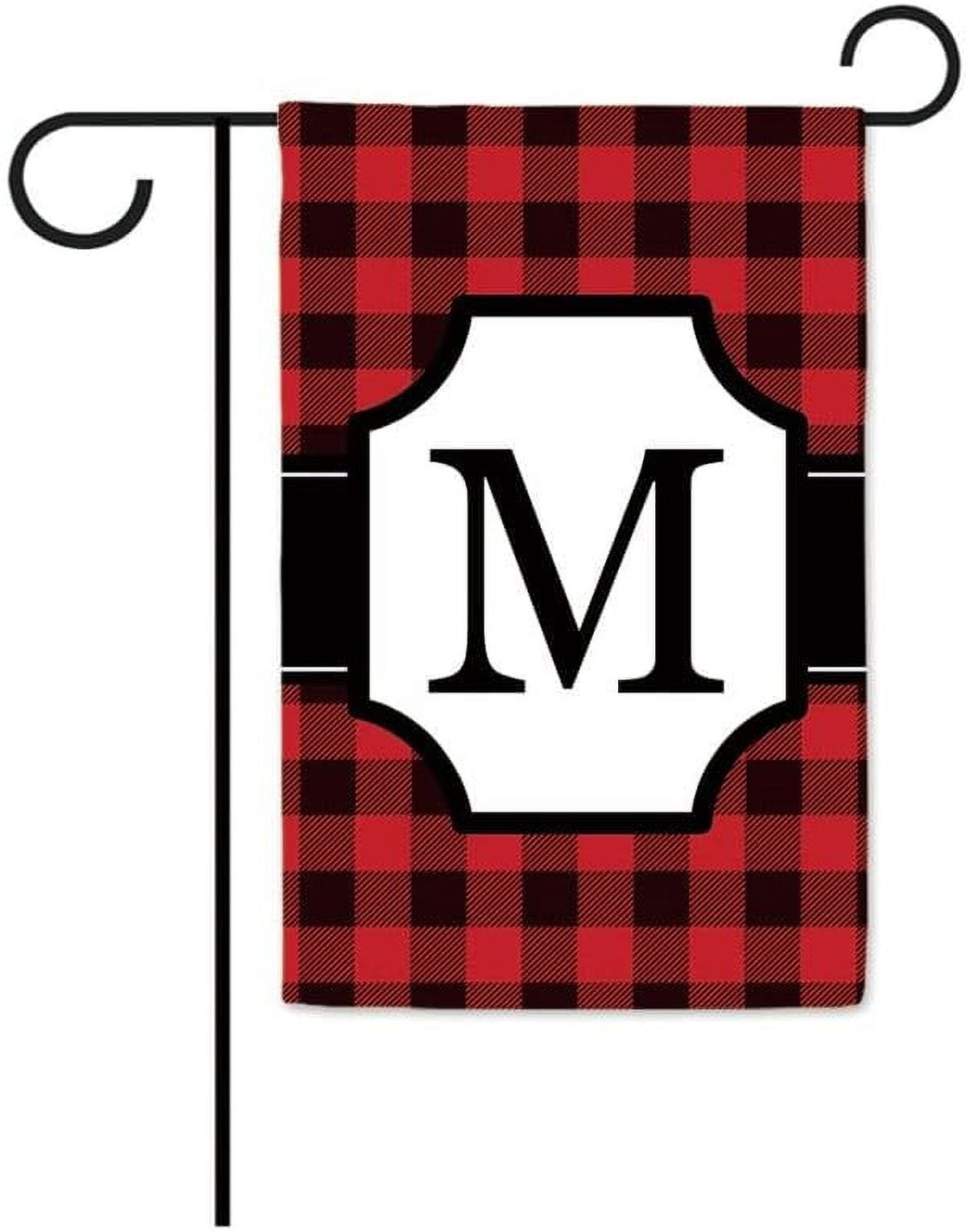 Letter M Red and White Buffalo Plaid Garden Flag Custom Monogram ...