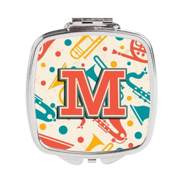 Letter M Retro Teal Orange Musical Instruments Initial Compact Mirror ...