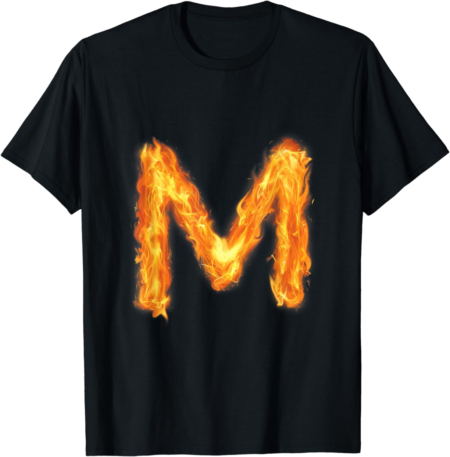 Letter M Sign Alphabet Last Name Consonants Fire Flame T-Shirt ...