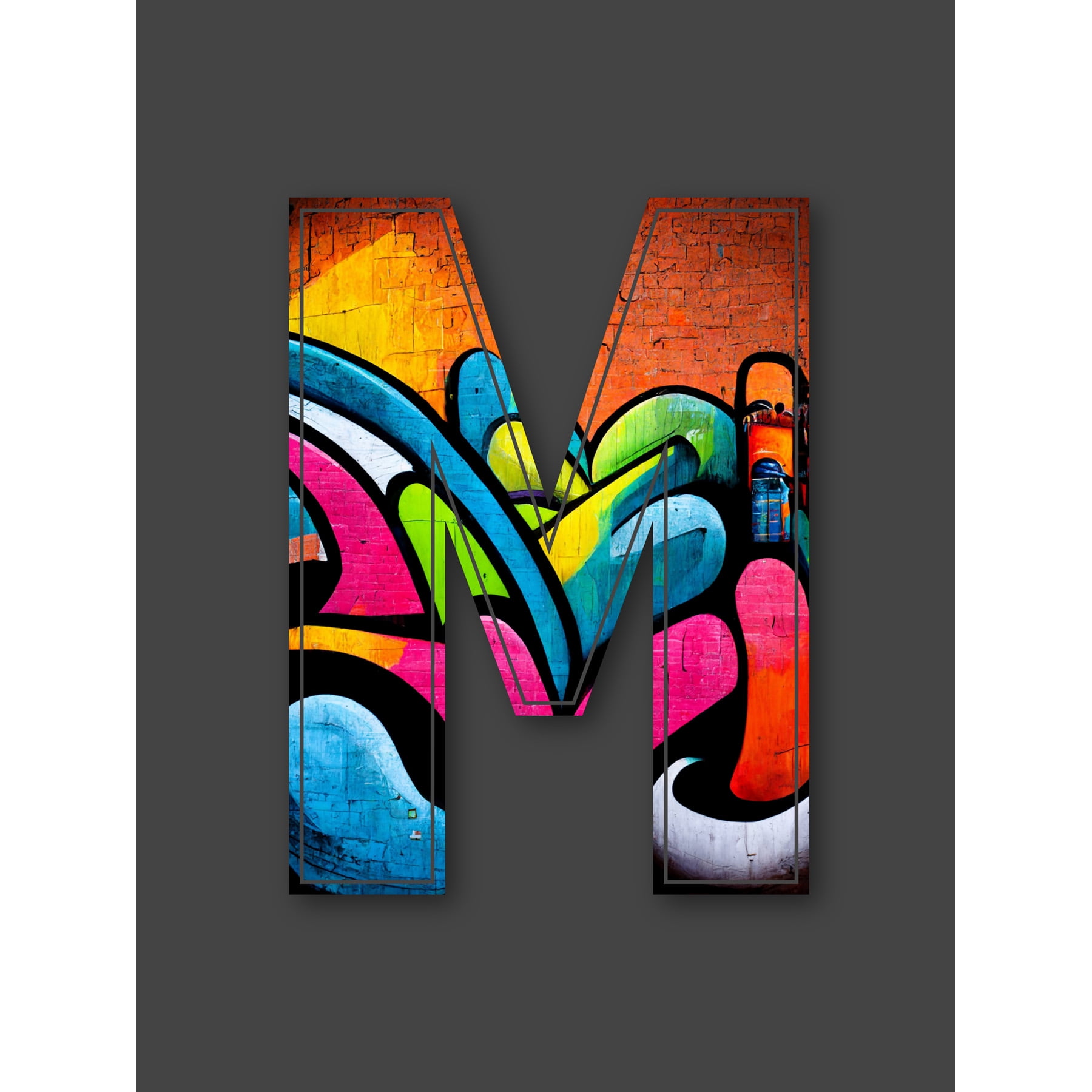 Letter M Tagging Orange Blue Pink Decorative Graffiti Mural Alphabet ...