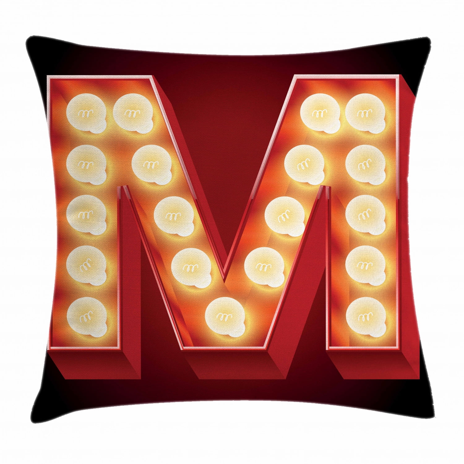 Letter M Throw Pillow Cushion Cover, Vintage Alphabet Collection of Old ...