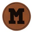 Letter M Uppercase Fun Bold Font 2.5" Faux Leather Round Engraved Iron ...