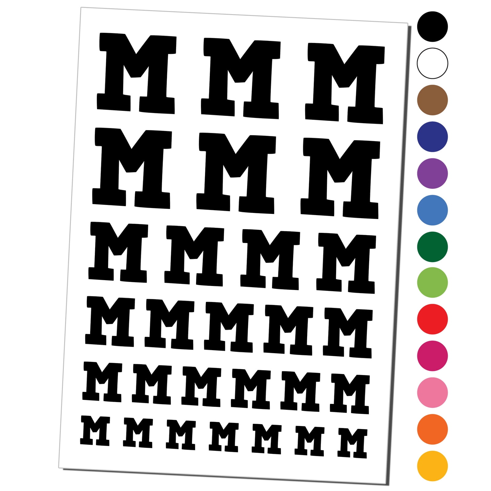 Letter M Uppercase Fun Bold Font Water Resistant Temporary Tattoo Set ...
