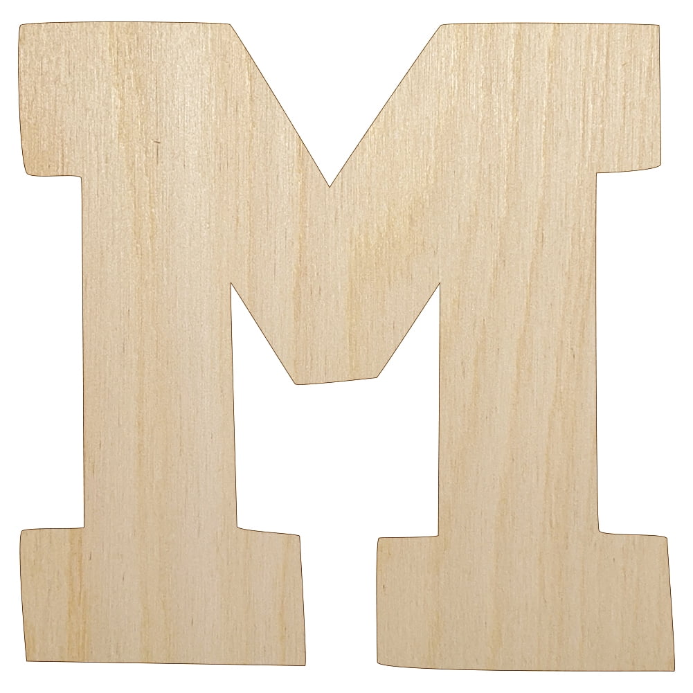 Letter M Uppercase Fun Bold Font Wood Shape Unfinished Piece Cutout ...