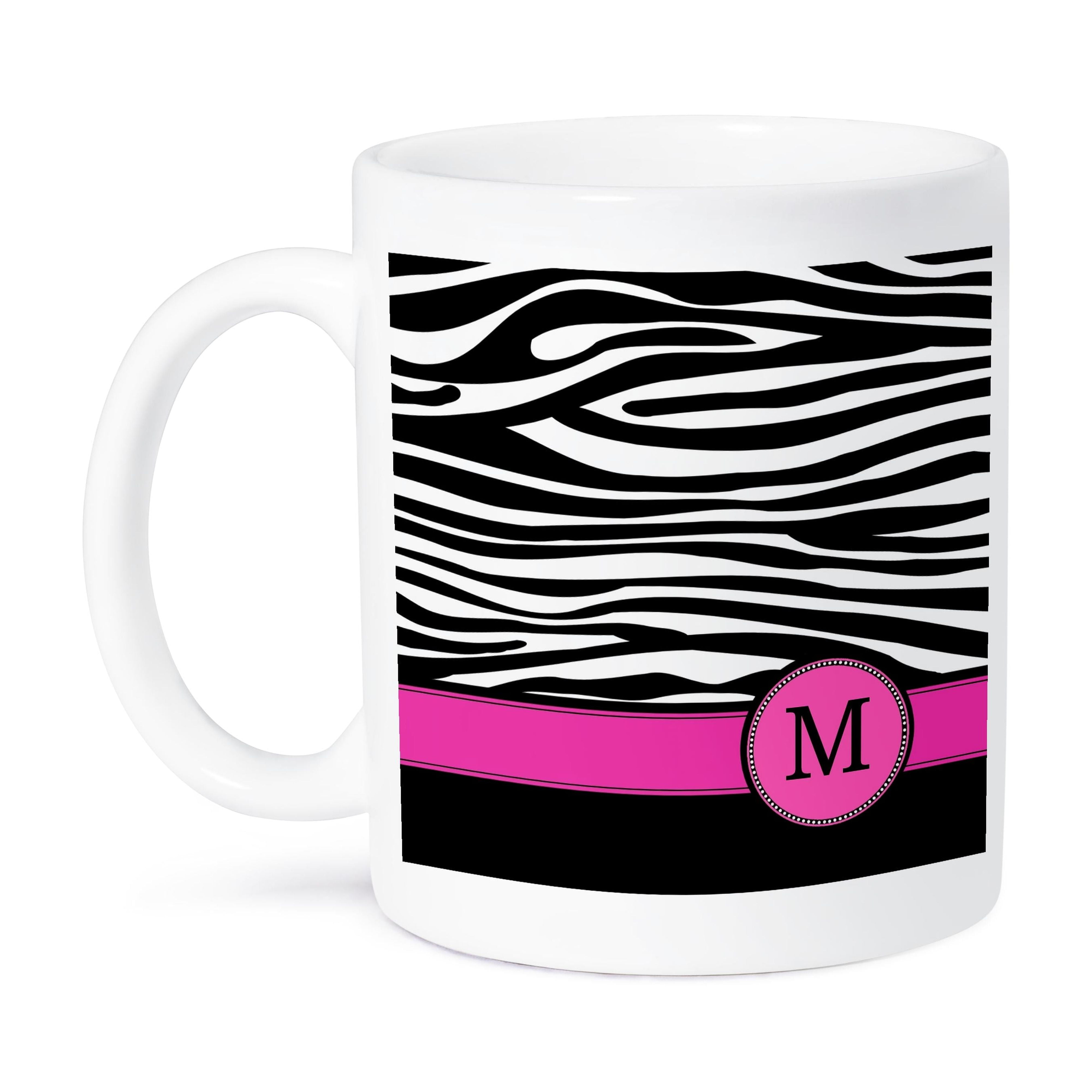 3dRose, Letter M monogrammed black and white zebra stripes animal print ...