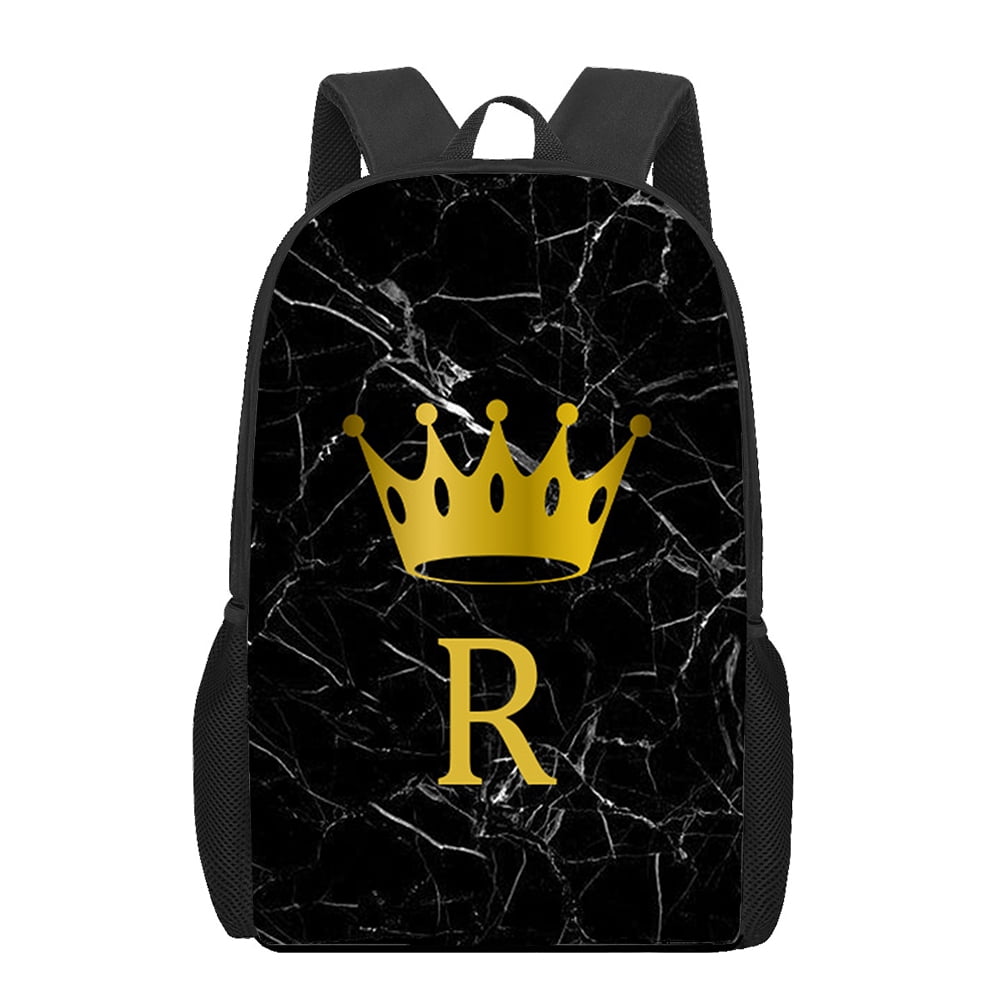 Letter Monogram Marble Crown 3D Print Bags for Teenagers Unique s ...