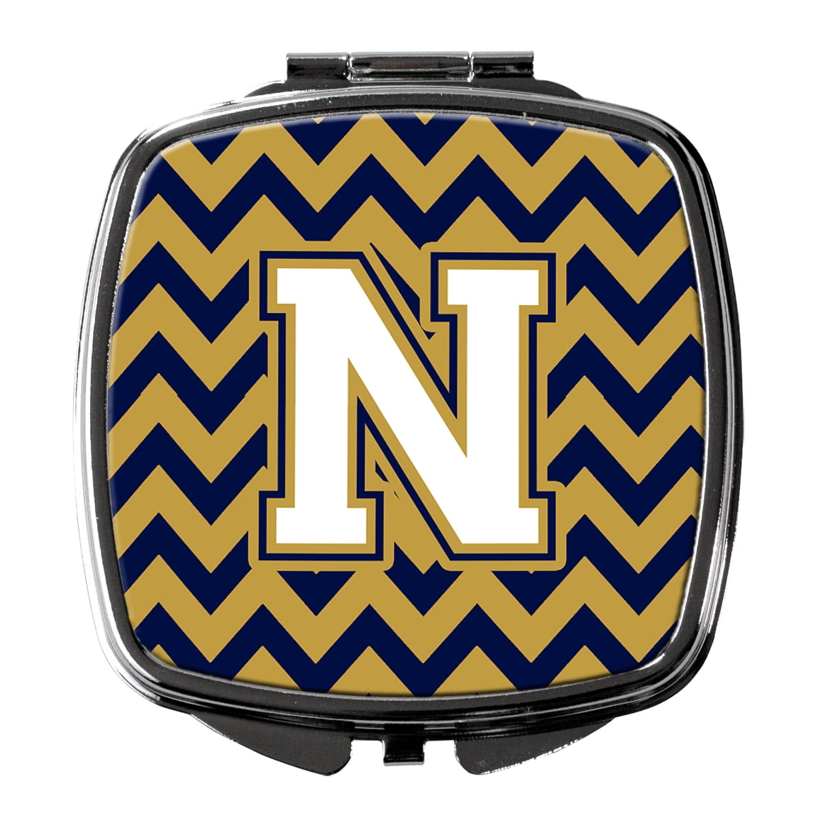 Letter N Chevron Navy Blue and Gold Compact Mirror CJ1057-NSCM ...
