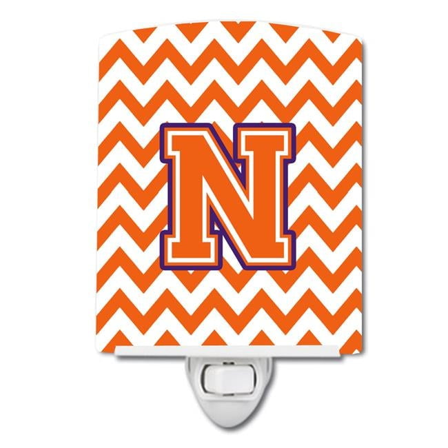 Letter N Chevron Orange & Regalia Ceramic Night Light - Walmart.com