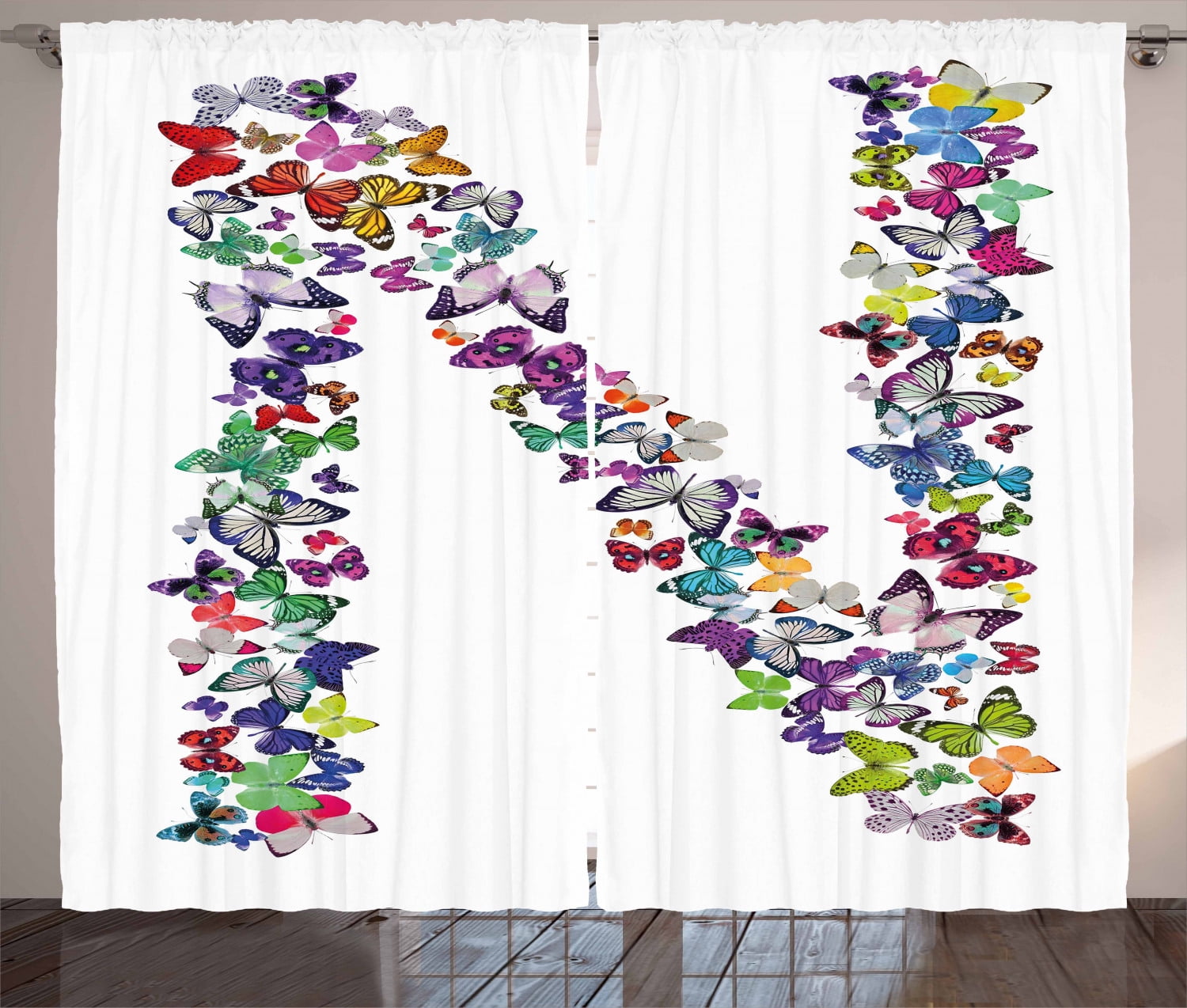 Ambesonne Letter N Curtains 2 Panel Set, Capitalized N Animals, 108" x ...