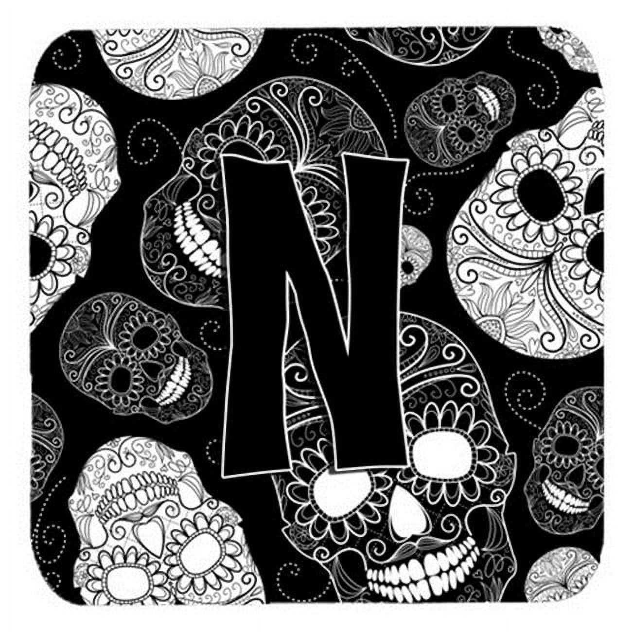 Letter N Day Of The Dead Skulls Black Foam Coasters- Set Of 4 - Walmart.com