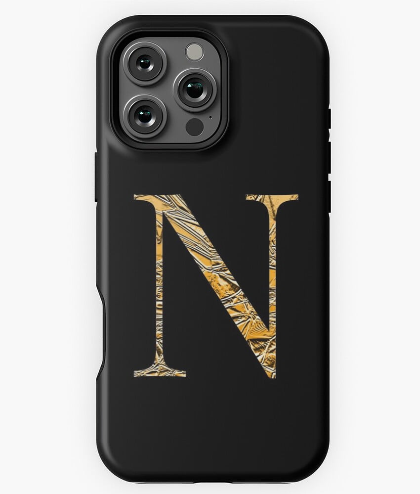 Letter N Gold Premium Luxury Greek Nu Phone Case for iPhone 16 15 14 13 ...