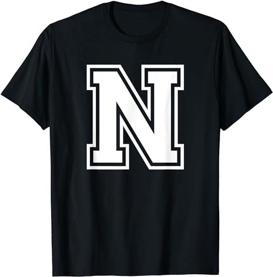 Letter N Name Initial Varsity Alphabet Monogram T-Shirt - Walmart.com