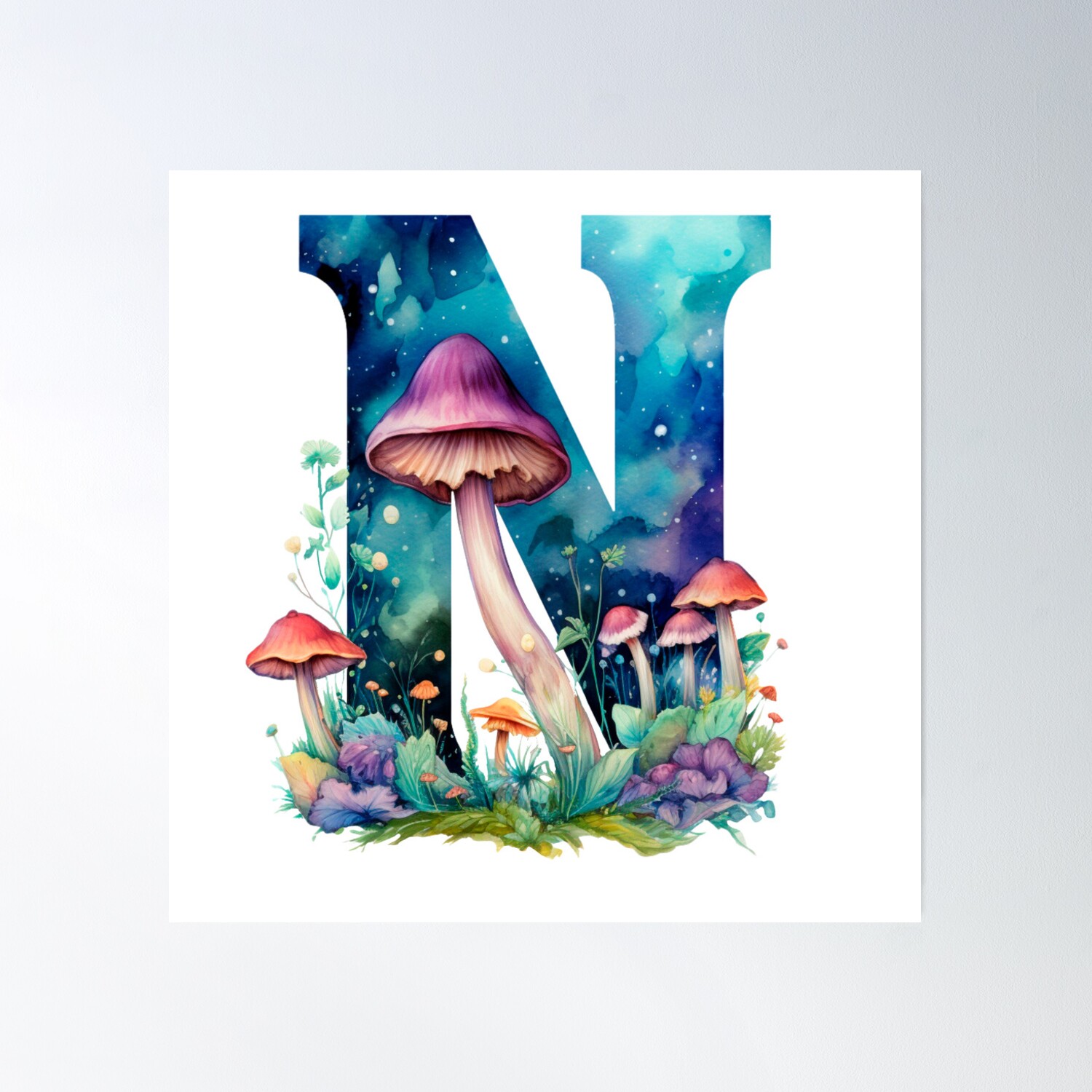 Letter N Orange Mushrooms Alphabet Personal Name Goblin Fairytale ...