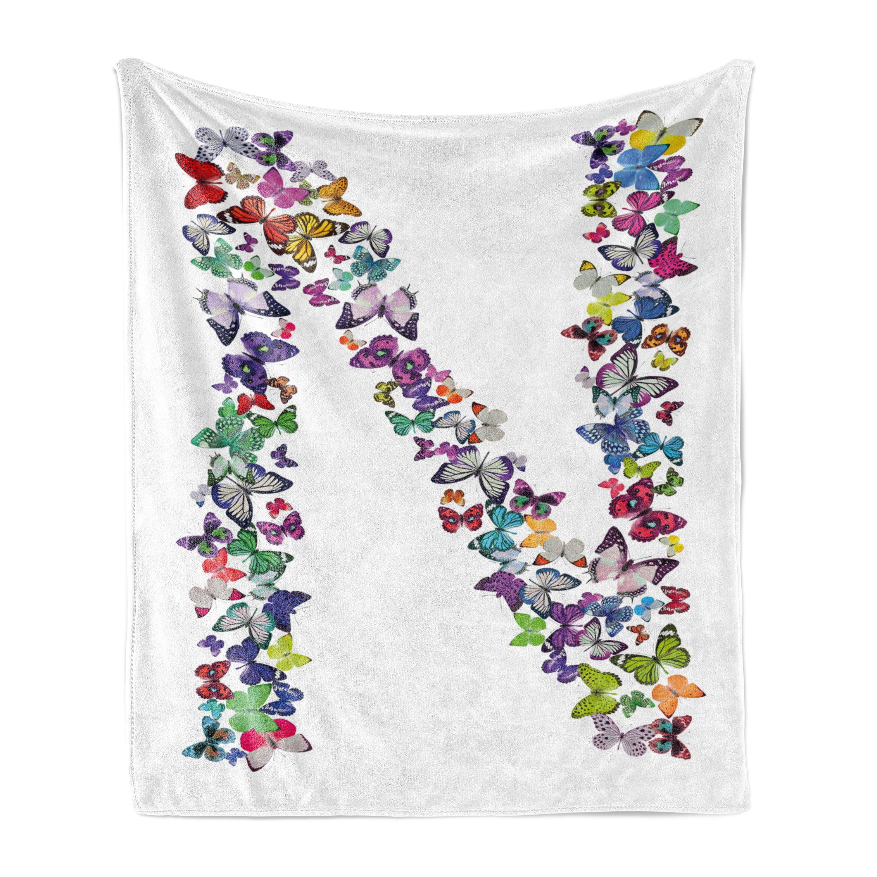 Letter N Soft Flannel Fleece Blanket, Butterflies in Various Color ...