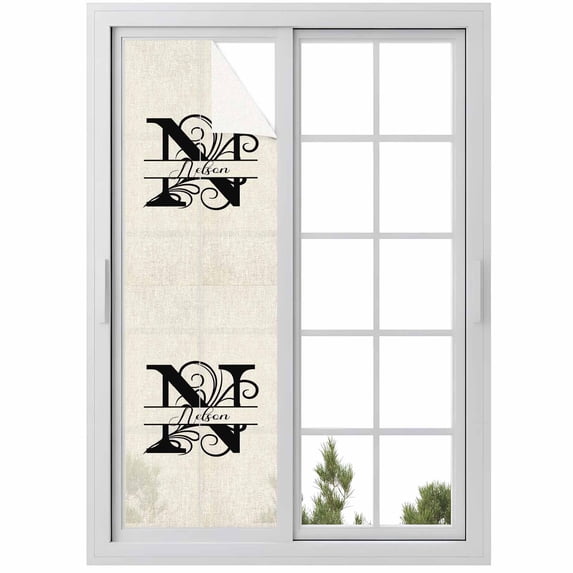 Letter N Window Privacy Film, Monogram Words Static Cling UV Sun ...