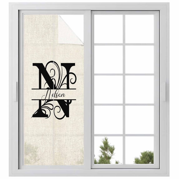 Letter N Window Privacy Film, Monogram Words Static Cling UV Sun ...