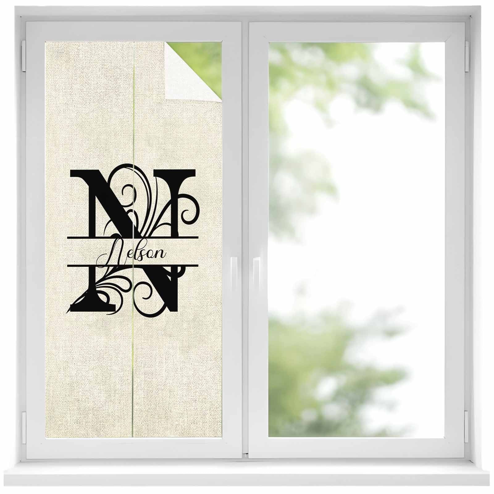 Letter N Window Privacy Film, Monogram Words Static Cling UV Sun ...