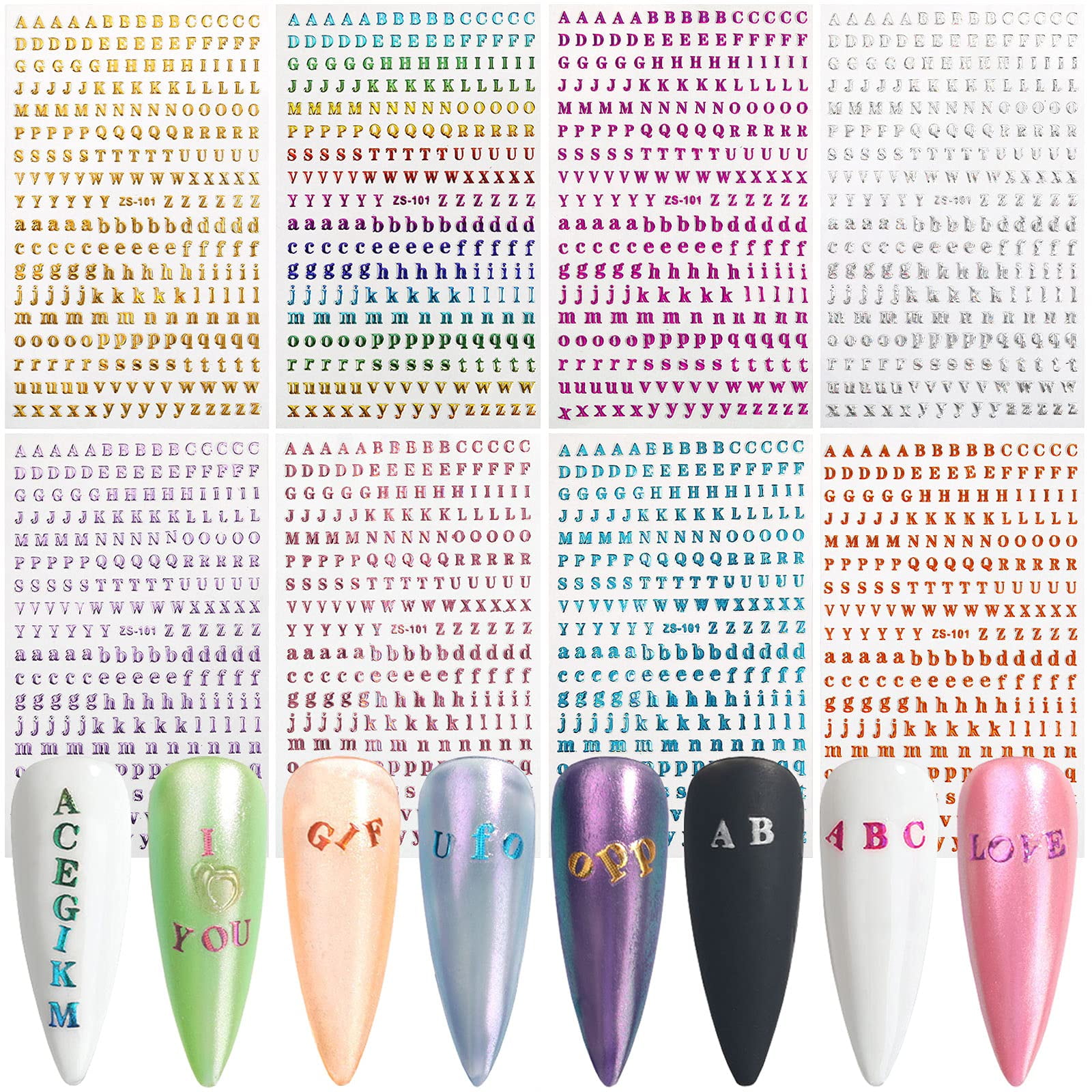 Letter Nail Art Stickers Small Letter Nail Decals Nail Art Supplies 3D ...