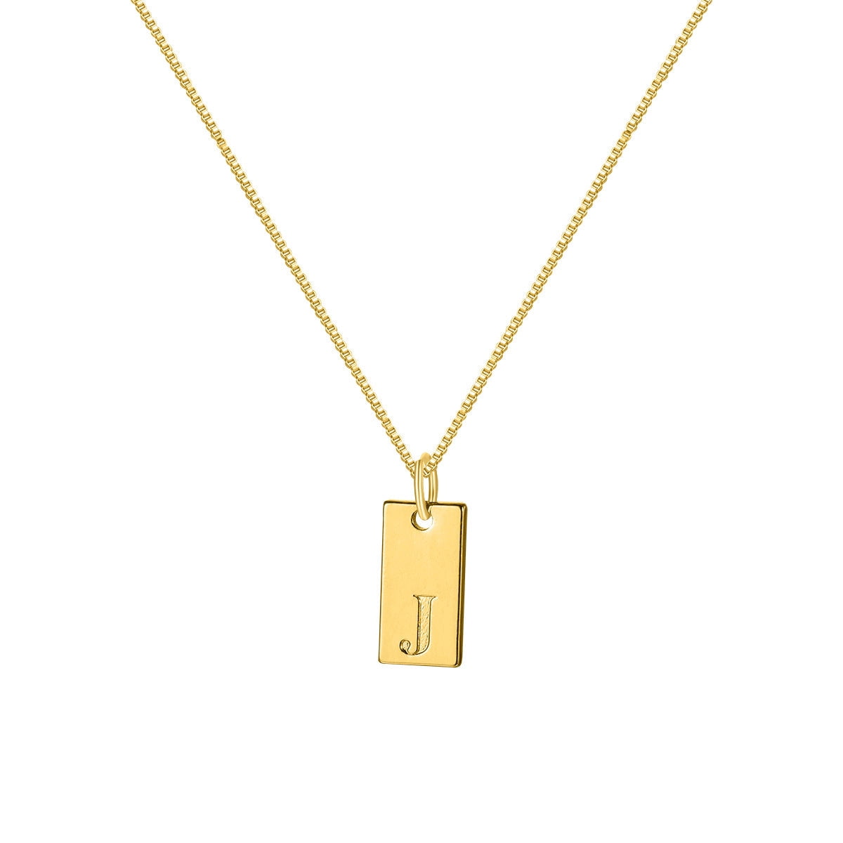 Gold Bar Letter Necklace | 18K Box Chain Letter Square Pendant 16" + 2 ...