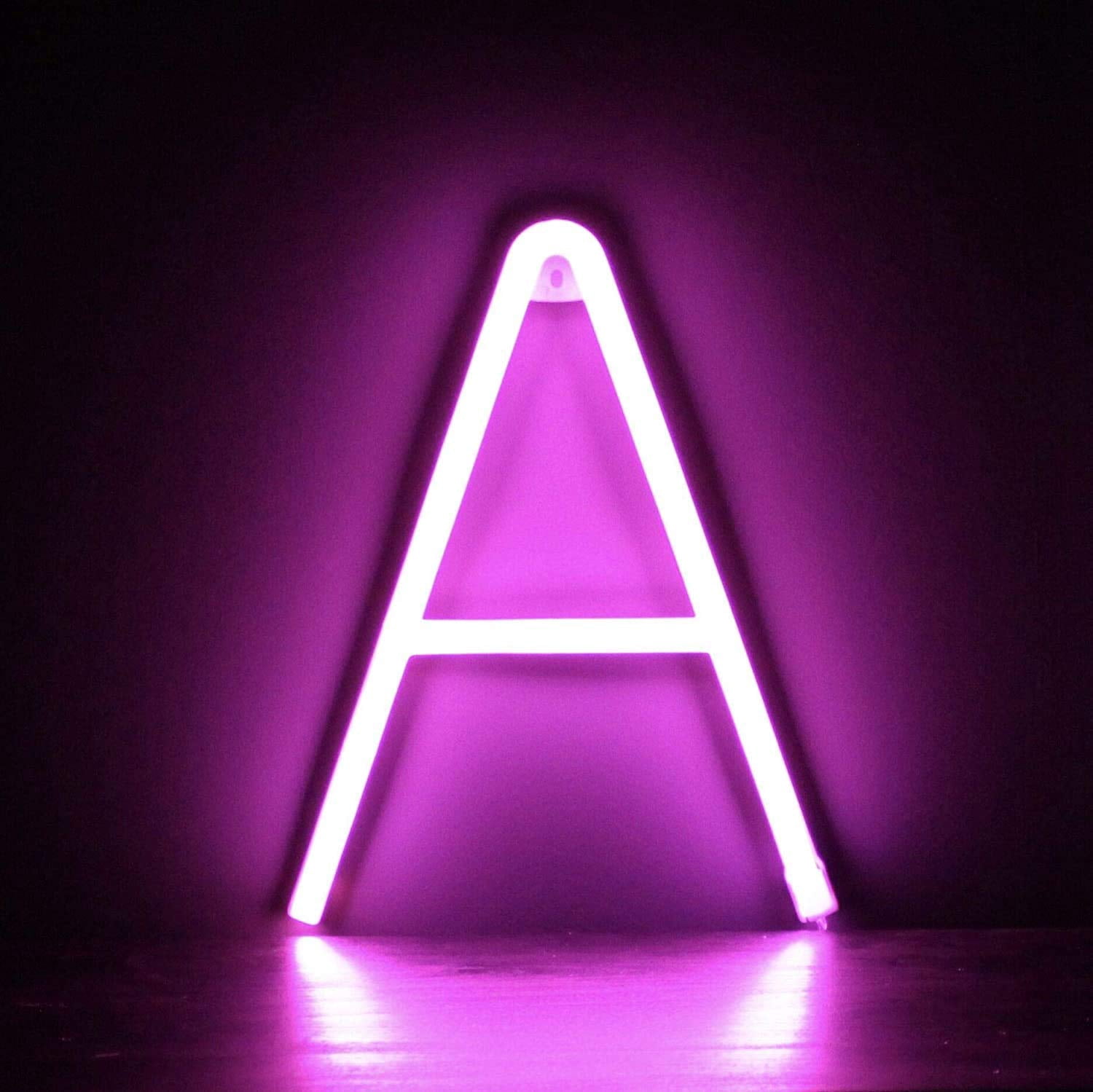 Letter Neon Lights-Pink LED Alphabet Light- Battery & USB Powered ...