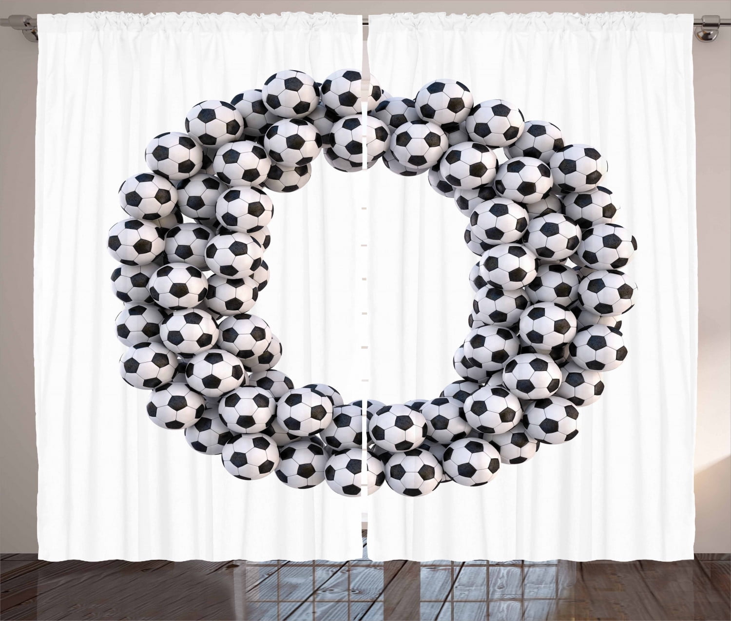 Ambesonne Letter O Curtains 2 Panel Set, Round Oval, 108" x 96", Black ...