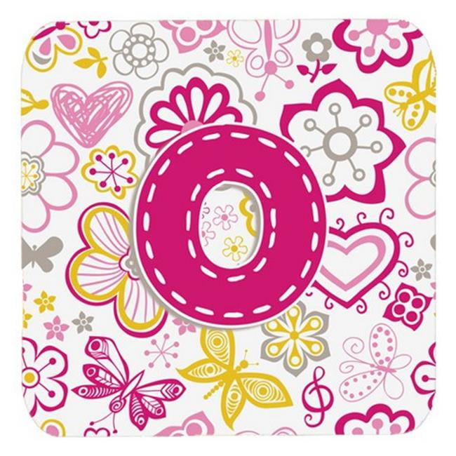 Letter O Flowers And Butterflies Pink Foam Coasters, Set Of 4 - Walmart.com