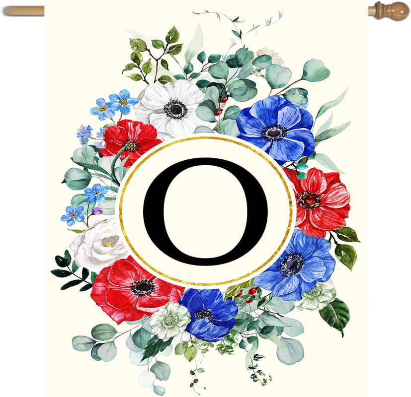 Letter O Garden Flag for Outside Monogram House Flags 12x18 4th of July ...
