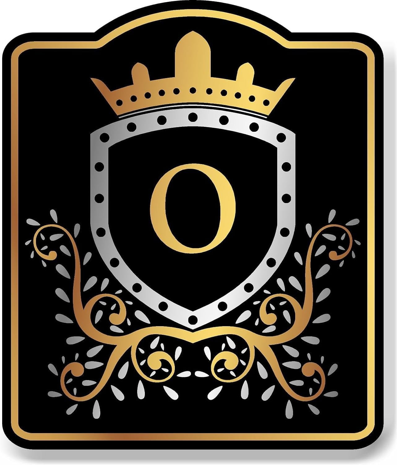 Letter O Initial Fancy Gold Crown BLACK Aluminium Composite Sign 8.5 ...