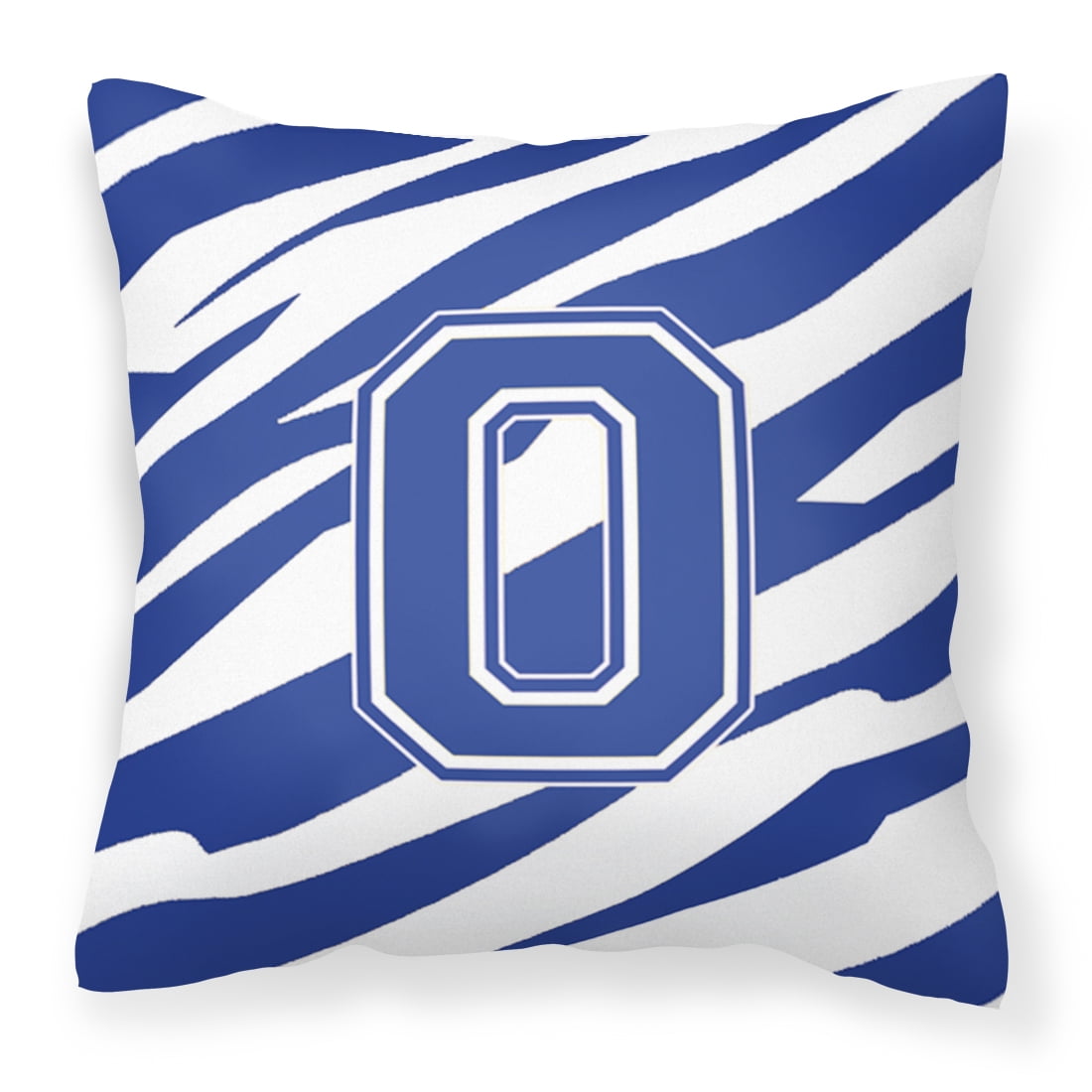 Letter O Initial Tiger Stripe Blue and White Fabric Decorative Pillow ...