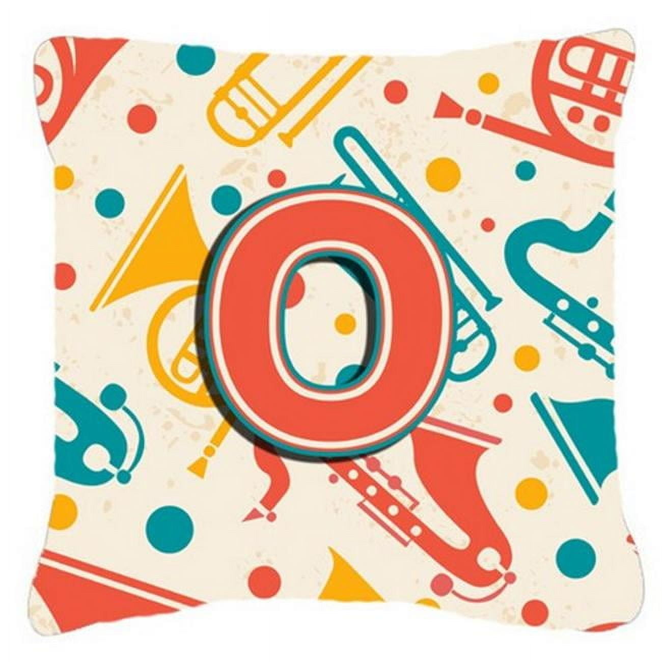 Letter O Retro Teal Orange Musical Instruments Initial Canvas Fabric ...